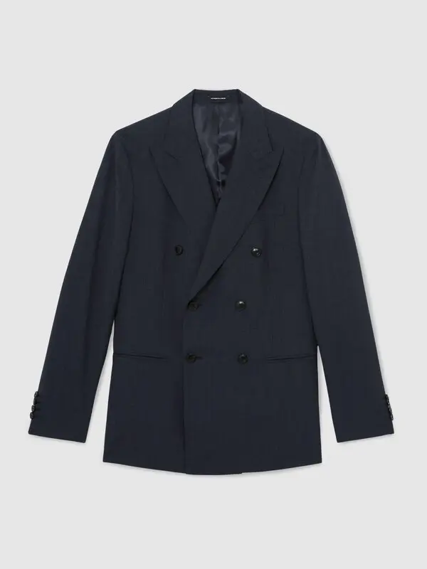 REISS Venue Tailored Fit Double-breasted Check Suit Blazer Wool-blend