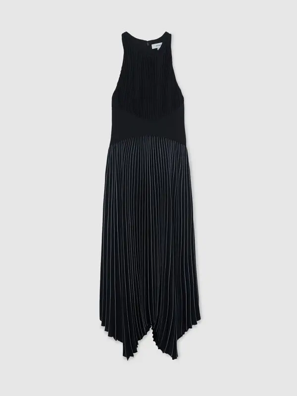 REISS Rachel Pleated Sleeveless Midi Dress