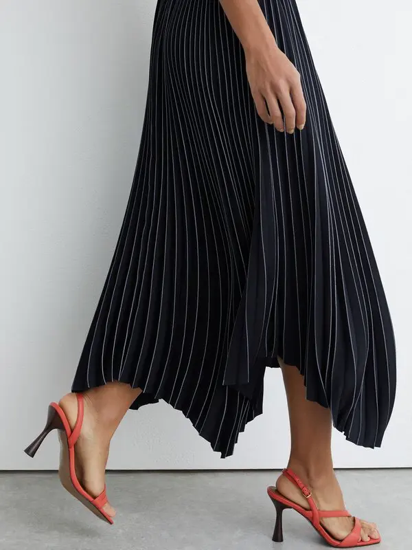 REISS Rachel Pleated Sleeveless Midi Dress