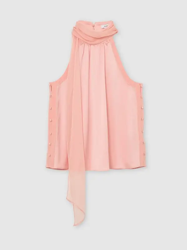 REISS Satin Sleeveless Scarf-neck Top