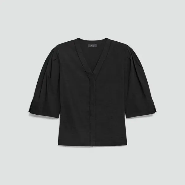 Theory Button-up Top In Good Linen - Black