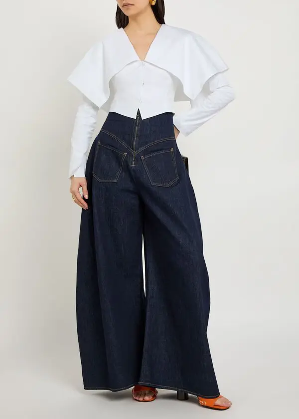 A.W.A.K.E. Mode Oversized-collar Cropped Cotton-blend Jacket