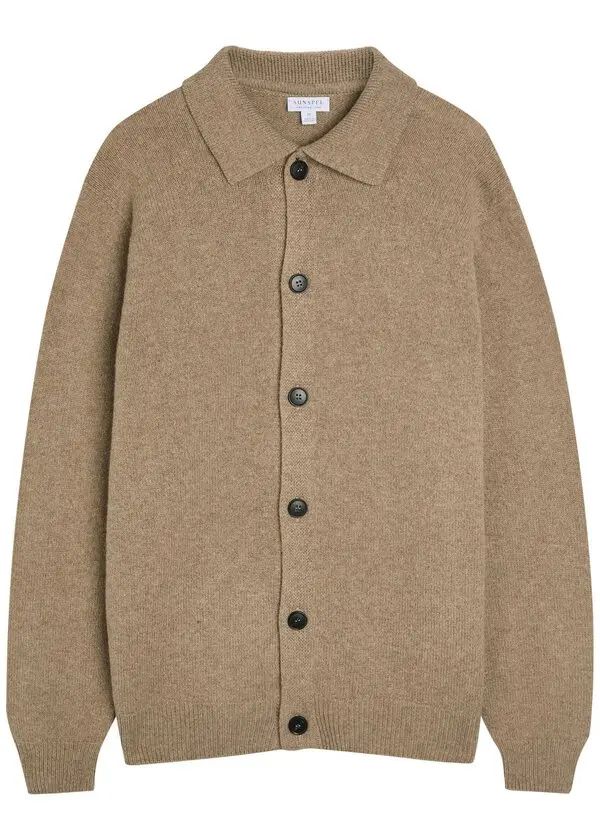Sunspel Wool Cardigan - Sand