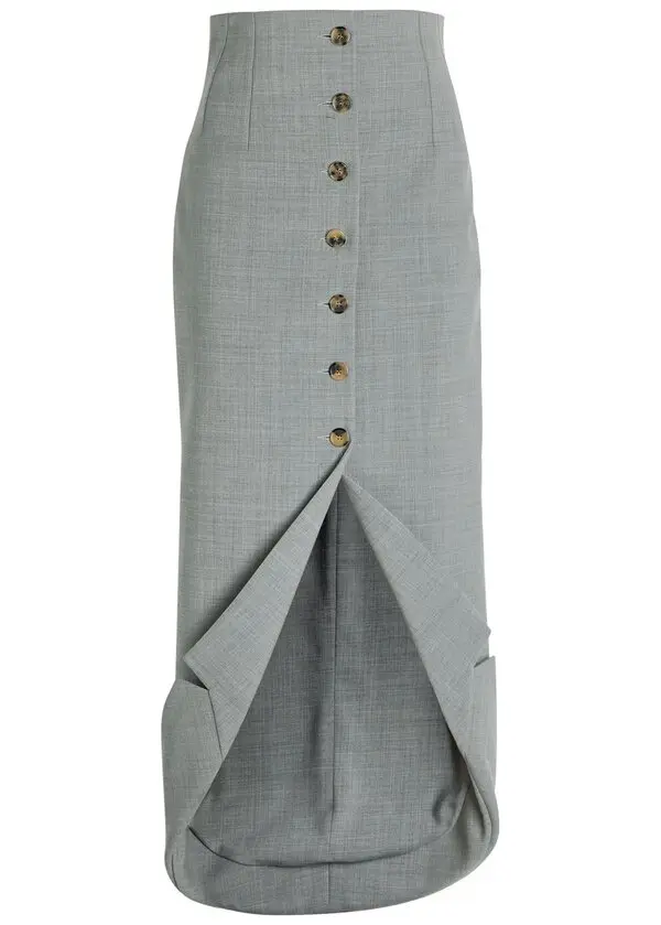 A.W.A.K.E. Mode Darted Woven Midi Skirt