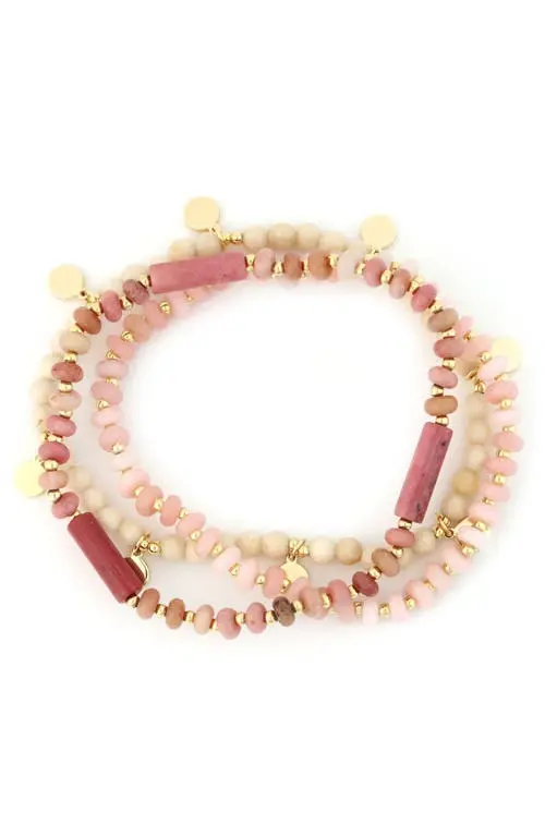 PANACEA Set Of Stone Beaded Stretch Bracelets - Pink