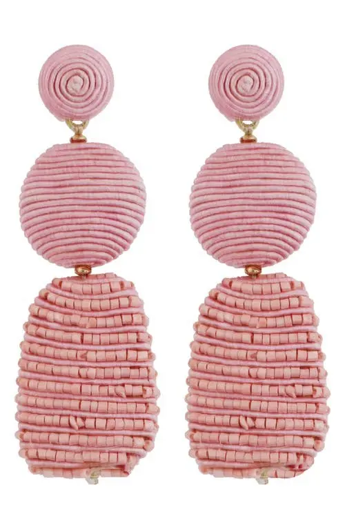 PANACEA Raffia Beaded Drop Earrings - Pink