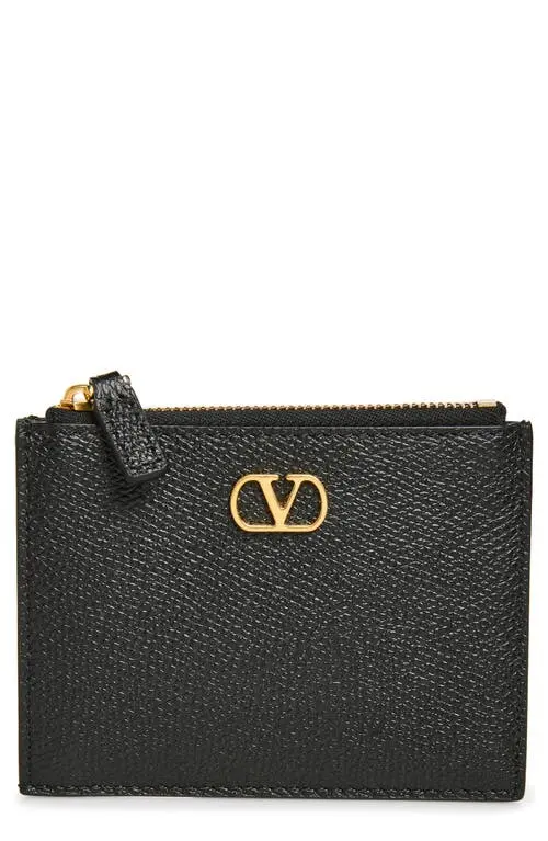 Valentino Garavani Vlogo Leather Card Case - Black