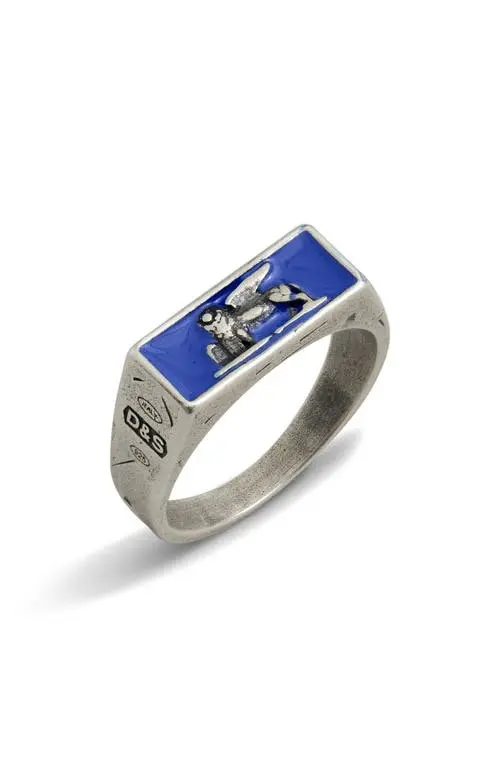 DEGS & SAL Venetian Lion Sterling Silver Ring - Royal Blue