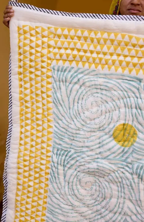 CQC LA Starry Night Baby Quiltbaby - White/ Yellow/ Blue