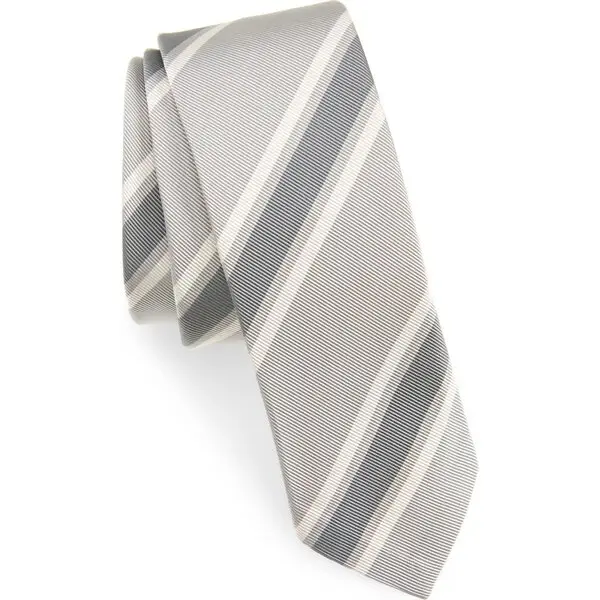 Thom Browne Classic Repp Stripe Silk & Cotton Tie - Medium Grey