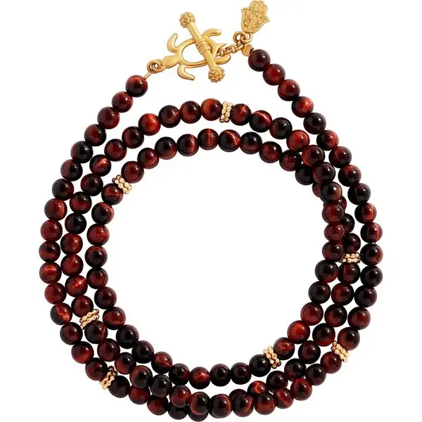 KARMA AND LUCK Dragonfire Harmony Garnet & Ruby Bracelet - Burgundy/gold