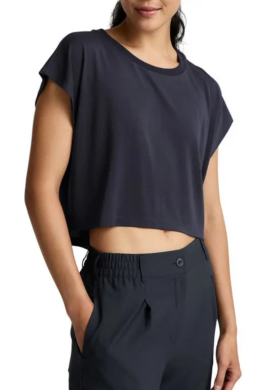 Beyond Yoga Studio Knit Crop T-shirt - Nocturnal Navy