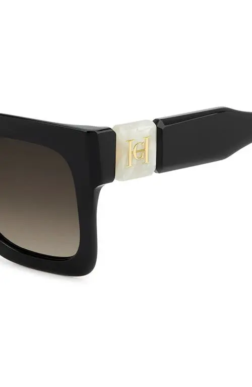 Carolina Herrera 52mm Gradient Square Sunglasses - Black Marble/brown Sf
