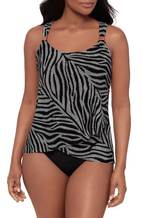 MIRACLESUIT® Metallic Snakeskin Tankini Top - Black/white