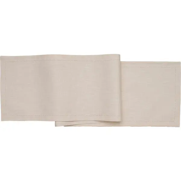 C&F HOME Hemstitch Solid Natural 100% Cotton Cloth Table Runner 14" X 72 - Beige