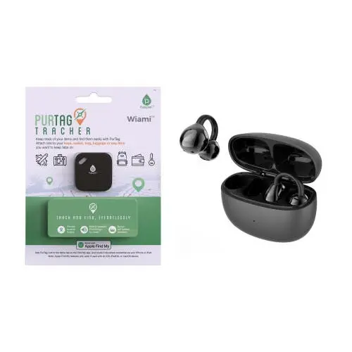 PURSONIC True Wireless Stereo Earbuds & Purtag Tracker - Black