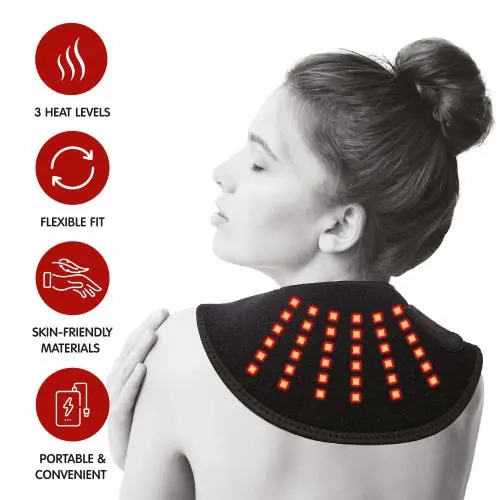 PURSONIC Red Light Therapy Neck Wrap & 3-speed Massage Gun