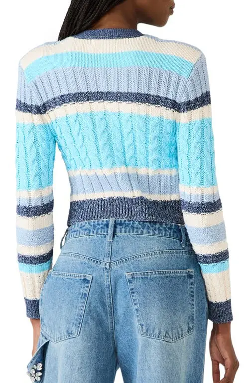 Steve Madden Eviee Crop Cotton-blend Cable Cardigan