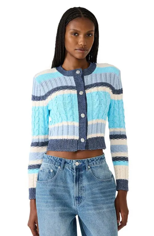 Steve Madden Eviee Crop Cotton-blend Cable Cardigan