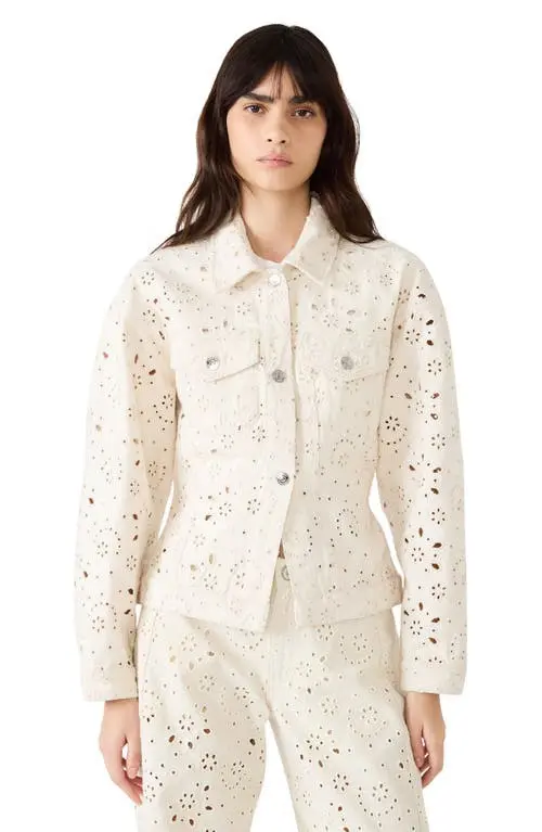 Steve Madden Henrietta Embroidered Eyelet Trucker Jacket
