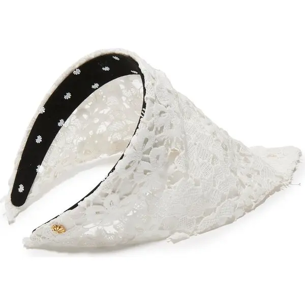Lele Sadoughi Jackie Floral Lace Handkerchief Headband - Ivory 100
