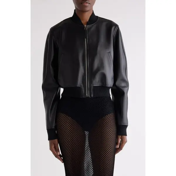 Givenchy Cropped Leather Bomber Jacket