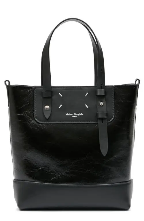 MAISON MARGIELA Mini Leather North/south Tote - Black/black
