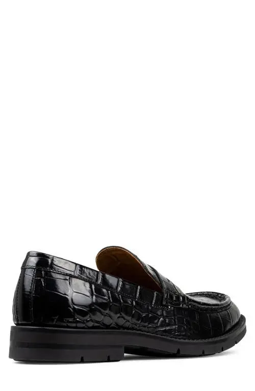 DONALD PLINER Caiden Croc Embossed Penny Loafer