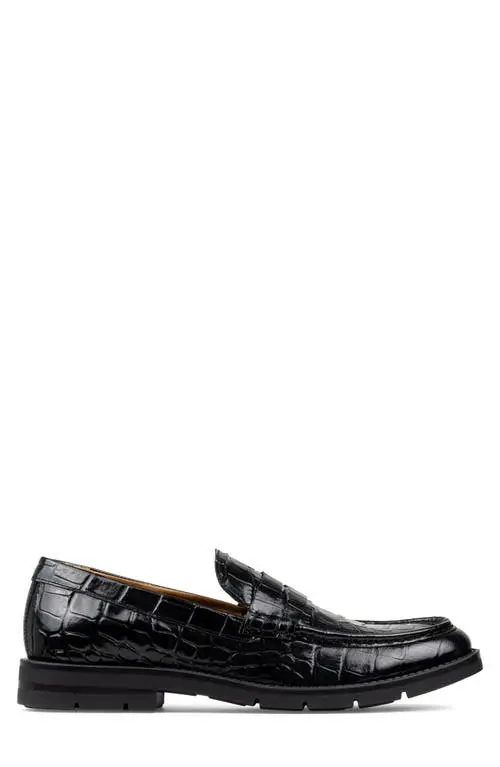 DONALD PLINER Caiden Croc Embossed Penny Loafer