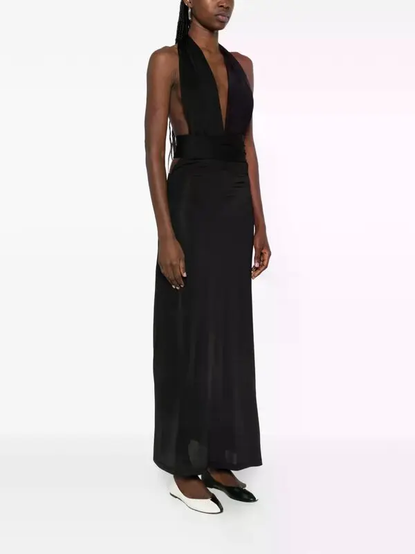 AYA MUSE Zirra V-neck Midi Dress - Black