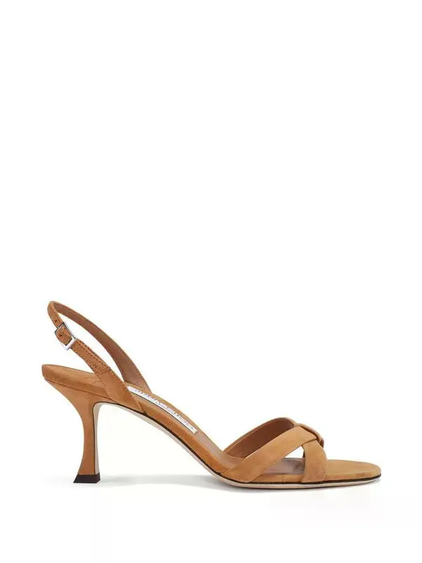 JIMMY CHOO Elsy Knotted Slingback Sandals - Brown