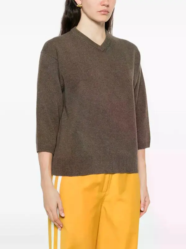6397 V-neck Short-sleeve Sweater - Brown