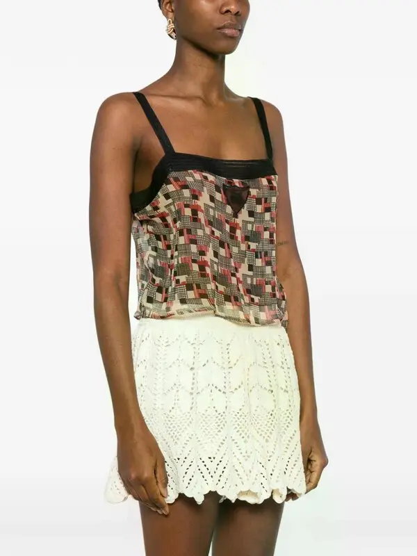 BODE Quadrille Square-neck Top