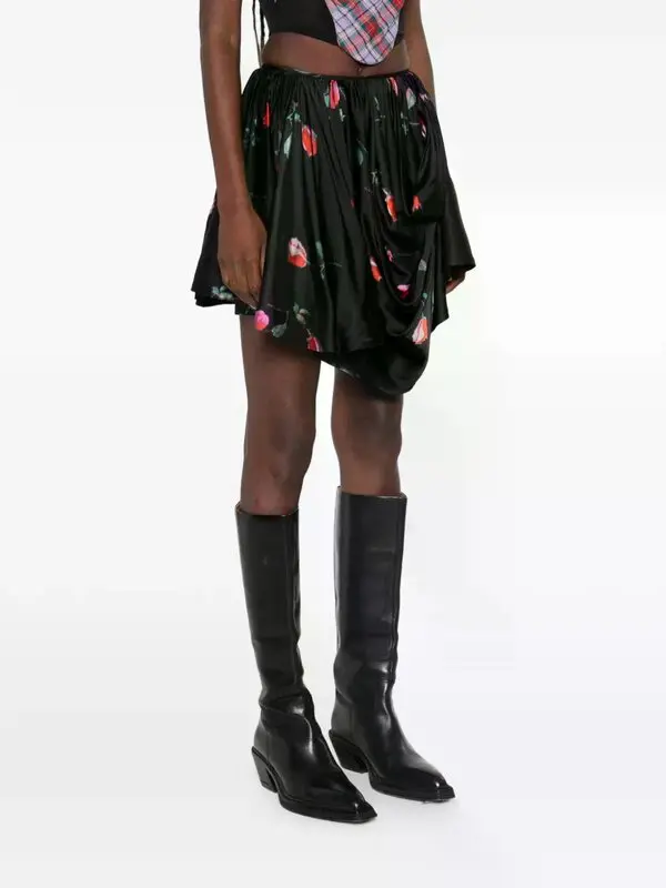 GANNI Printed Draped Mini Skirt