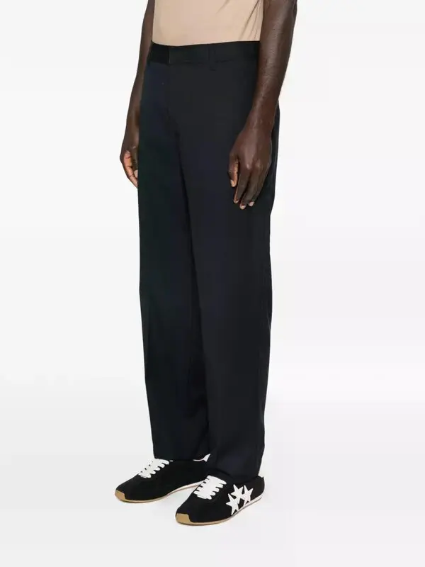 Emporio Armani Wool Trousers With Logo Detail - Black