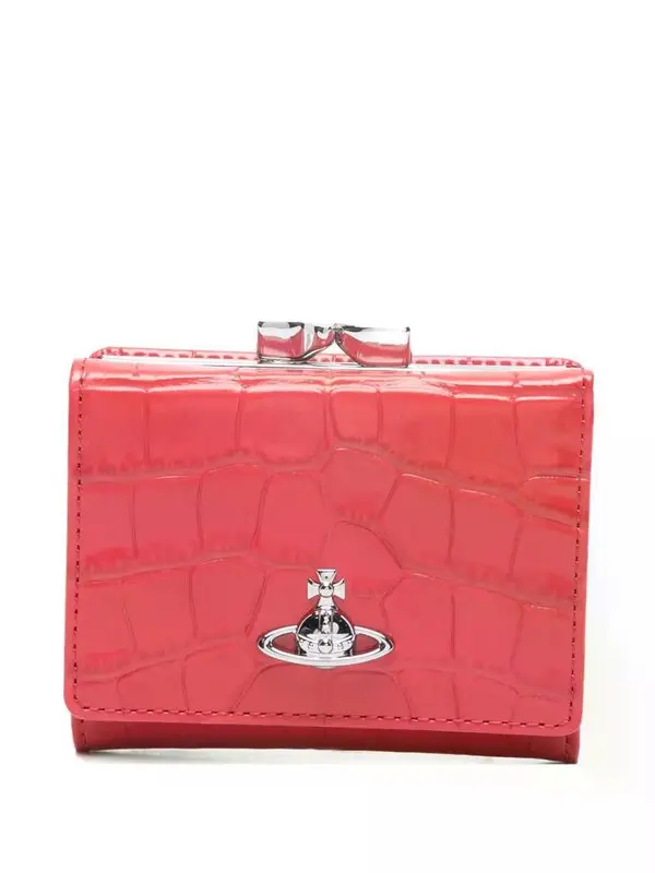 VIVIENNE WESTWOOD Small Frame Croc-effect Clasp Wallet - Red