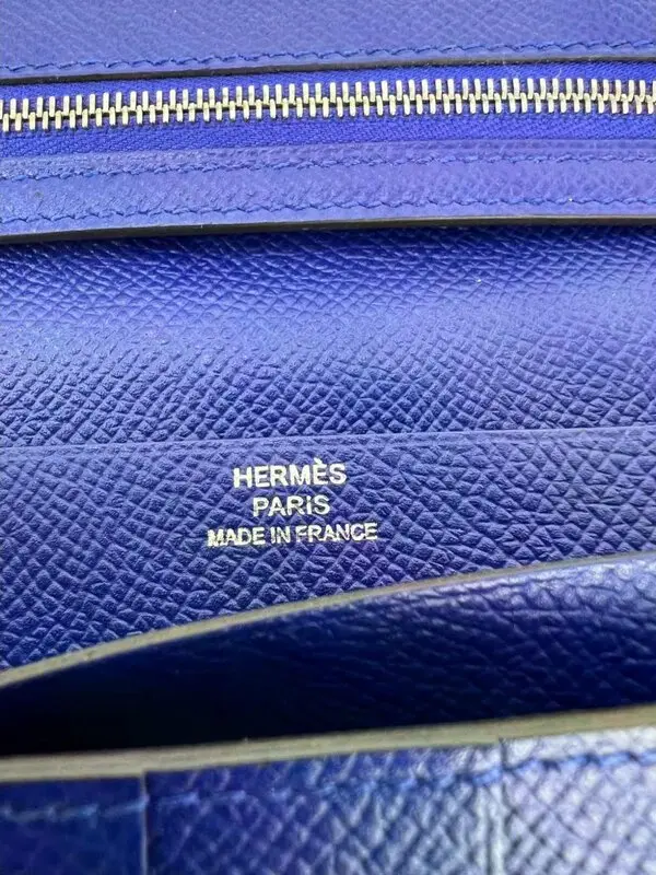 Hermès Epson Bearn Gusset Metal Wallet - Blue