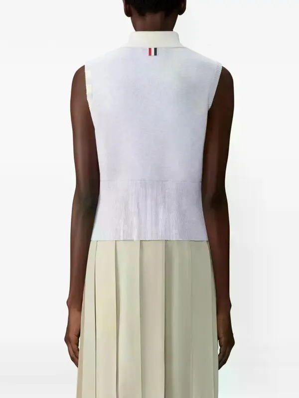 Thom Browne Four-bar Stitch Sleeveless Polo - Grey