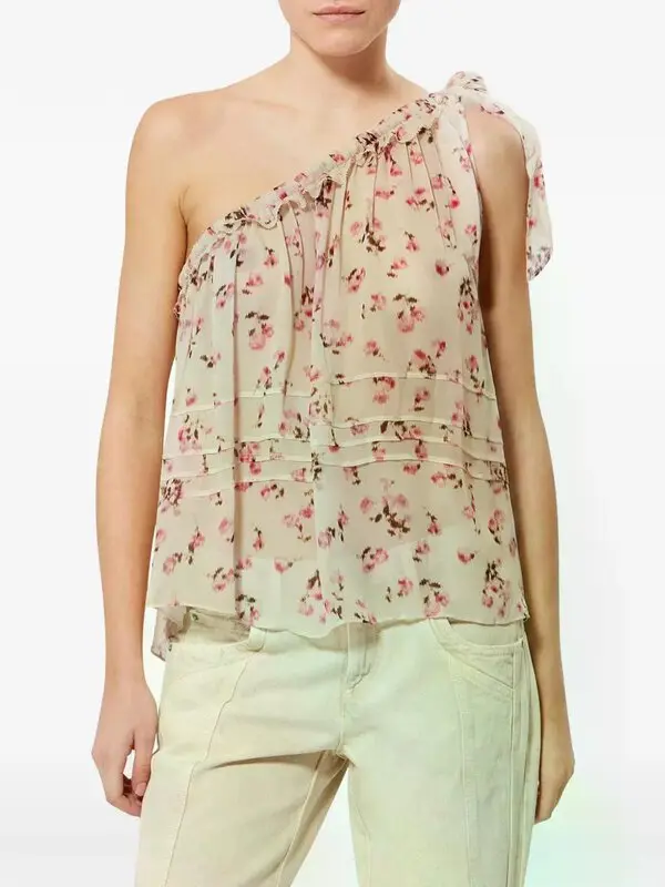 MARANT ETOILE Loeva Floral-pattern One-shoulder Blouse - Neutrals
