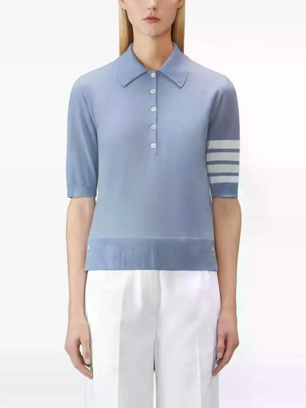 Thom Browne Striped-detail Polo Shirt - Blue