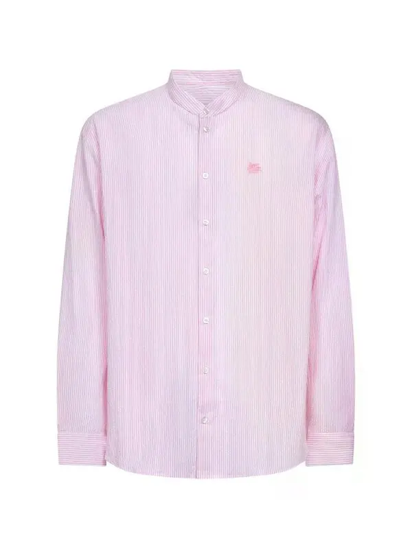 Etro Logo-embroidered Striped-pattern Shirt - Pink