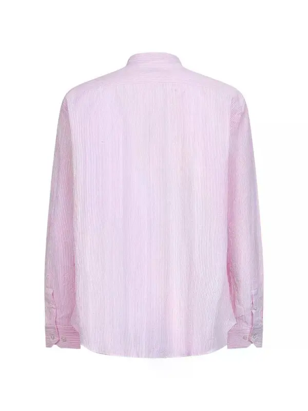 Etro Logo-embroidered Striped-pattern Shirt - Pink
