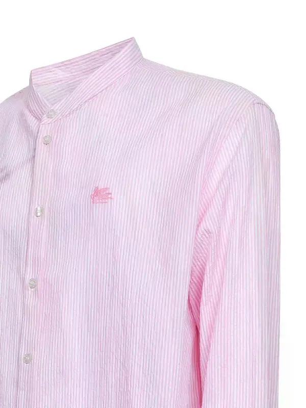 Etro Logo-embroidered Striped-pattern Shirt - Pink