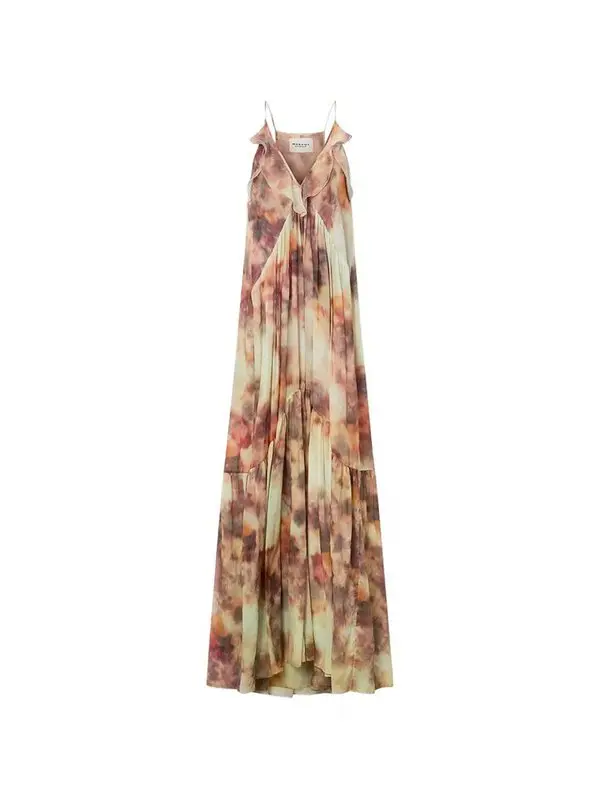 MARANT ETOILE Vasmila Ruffled V-neck Maxi Dress - Brown