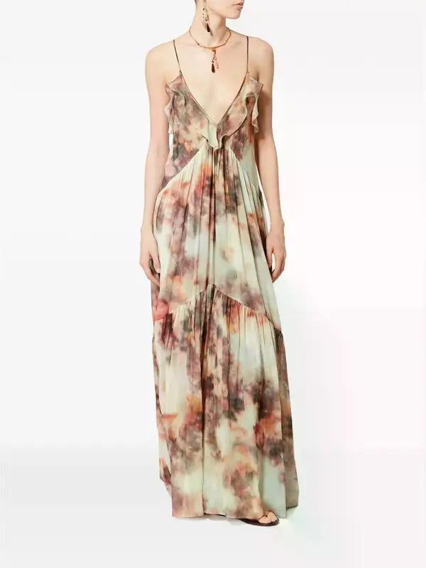 MARANT ETOILE Vasmila Ruffled V-neck Maxi Dress