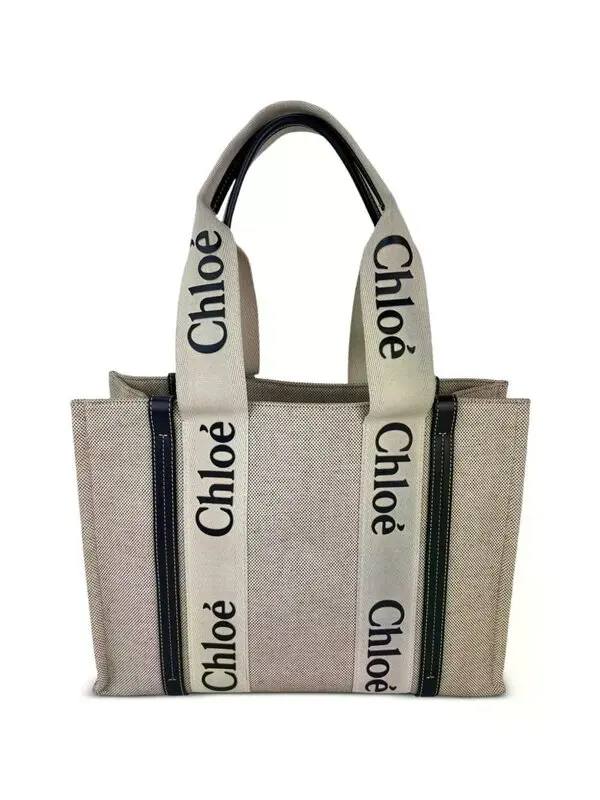 Chloé Canvas Tote Bag With Ribbon Trim - Neutrals