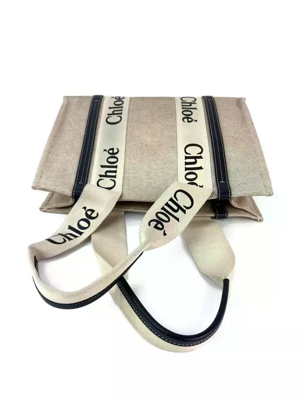 Chloé Canvas Tote Bag With Ribbon Trim - Neutrals