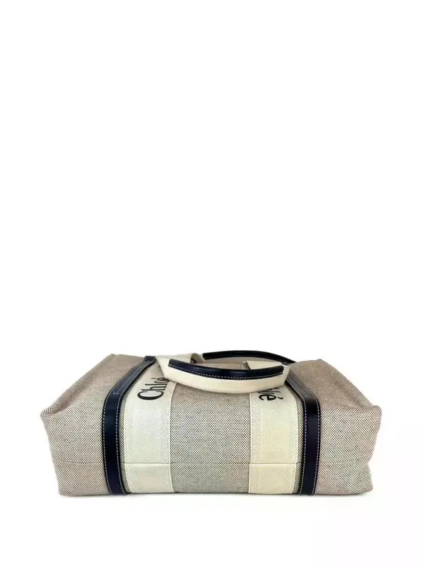 Chloé Canvas Tote Bag With Ribbon Trim - Neutrals