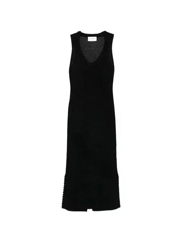 Brandon Maxwell Lou Lou Knit Pearl Trim Dress - Black