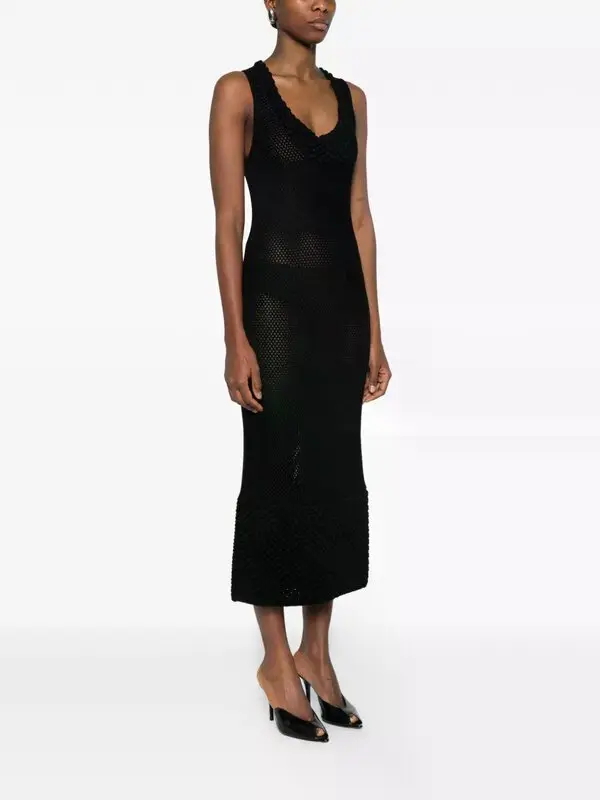 Brandon Maxwell Lou Lou Knit Pearl Trim Dress